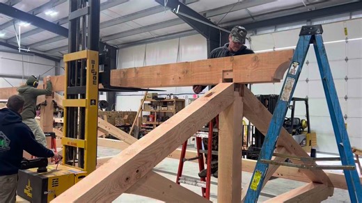 Every frame is test fit in the shop to ensure precision on site. It’s about quality, detail, and lasting craftsmanship. Visit our website for more inspiration. #timberframe #pavilionkit #frameworkplus #frameworktimberframes | Frame Work Plus, Inc