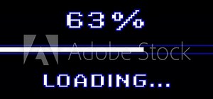Digital loading bar downloading progress animation loading transfer download 0 to 100% on alpha channel transparent background