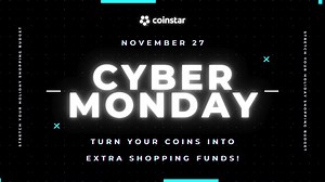 Turn that jingle in your coin jar into extra shopping funds this Cyber Monday! 💻 📦 Put some extra cash in your pocket or explore our NO FEE eGift Cards. Find a kiosk: https://bit.ly/3ujzOIu | Coinstar