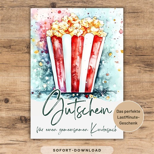 Printable Voucher Cinema, PDF Download Available Immediately - Etsy