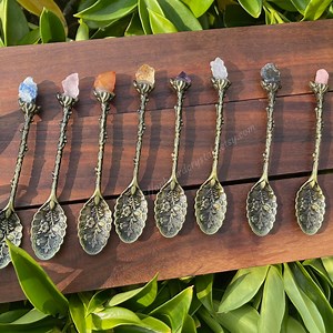 Crystal Apothecary Spoon: Vintage Copper Altar Spoon With Raw Crystals - Etsy