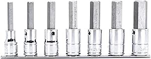 Genius Tools 7 Piece 1/2" Dr. SAE Hex Bit Socket Set BS-407H