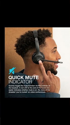 JLab Go Work Wireless Headsets with Microphone, 45+ Playtime PC Bluetooth Headset and Multipoint