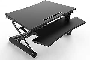 Canary Products ErgoMax Office Black Sit-Stand Desktop Workstation, 20 Inch Max Height