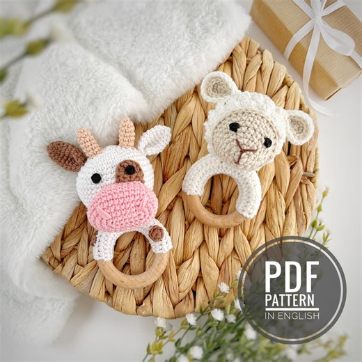 Crochet Cow Pattern Sheep Crochet Pattern Baby Rattle Amigurumi Cow Plush Crochet Lamb Pattern Farm Animal Baby Toy - Etsy UK