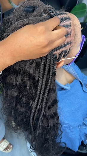 Curly Hair Half Sew-In with Braids in Front