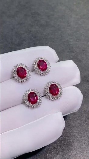 Natural Ruby & Diamond Earrings | 18kt Gold Luxury by Geum Jewels 💎❤️