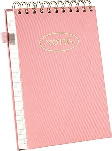 Yoment Top Spiral Notebook 240 Pages Leather Steno Pads 6x9 Top Bound Spiral Notepad 100 GSM College Ruled Notebook Left Handed Notebooks for Work School Office, Pink