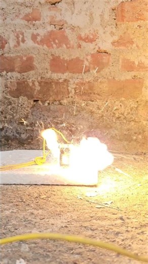 9V Battery vs 220V AC ⚡ | Sparks, Smoke & Melted Steel 😨 #Shorts #experiment