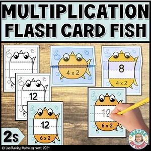 Multiplication Facts Flash Cards for 2s Under the Sea Classroom Theme 3rd Grade