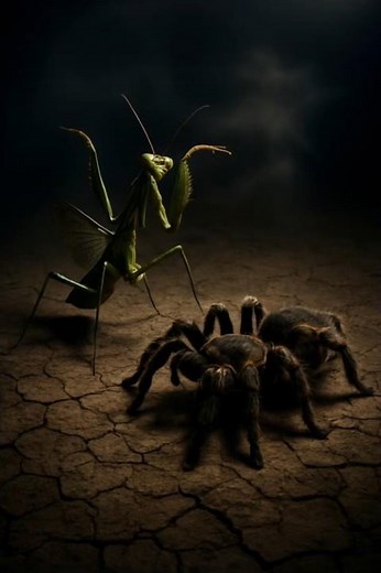 Praying Mantis vs Tarantula #nature #fight #insect #wildanimals