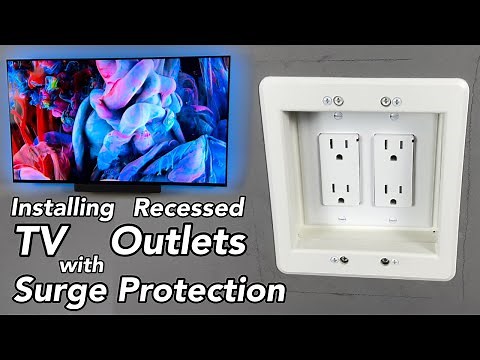 Installing Recessed Electrical Outlets with Surge Protection for Wall Mounted TV