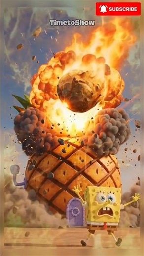 Epic Explosion‼️Meteor Destroys SpongeBob’s Pineapple House 😱🔥#shortvideo #spongebob #cartoon