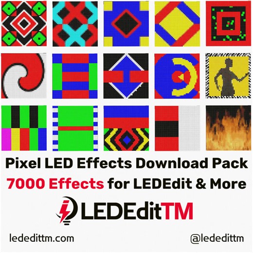 Pixel LED Effects Download Pack For LEDEdit, NeonPlay, LEDEasy, LEDBuild, Madrix, Jinx, and Glediator. https://lededittm.com/pixel-led-effects-download-pack-7000-effects-for-lededit The best video effects and animations for Pixel LED software. - Files: 7000 - Size: 25 GB - Formats: SWF, TOL, AVI, MP4, and GIF #lededittm #lededit #Madrix #Jinx #lededit2014 #t1000s #ledediteffects | LEDEdit TM