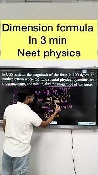Dimension formula | Neet physics in 3 minute |by ssp sir #sachinsirphysics #neet2026