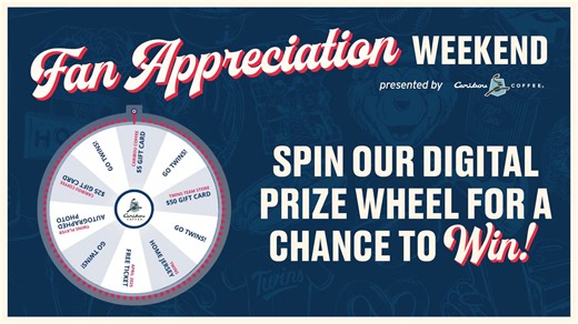 39K views · 125 reactions | For Fan Appreciation, check out our Caribou Coffee Virtual Prize Wheel for a chance to win autographed photos, tickets, jerseys and more! Spin now! https://www.mlb.com/twins/fans/fan-appreciation-prize-wheel | Minnesota Twins | Facebook