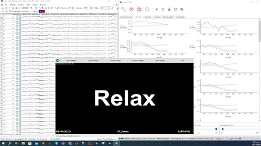 The video showcases the integration of a 32-channel EEG recording (left) with 16/16 fNIRS (right) optodes 😍😍 The EEG data is captured using a g.HIamp and active g.SCARABEO electrodes, housed in a g.GAMMAcap alongside 16 senders and 16 detectors from NIRx. The arrangement of optodes and EEG electrodes is meticulously designed around the sensorimotor cortex to capture left and right-hand movements. Initially, the data acquisition process begins with the initiation of g.Recorder for capturing dat