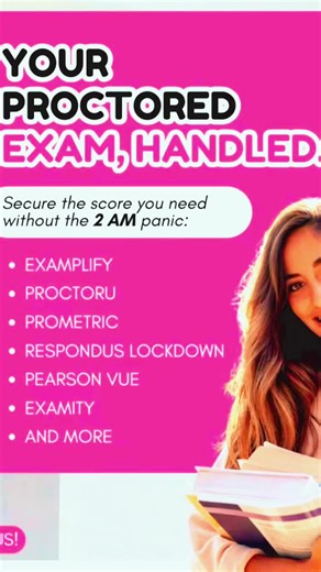 YOUR PROCTORED EXAM, HANDLED. Secure the score you need without the 2 AM panic: • EXAMPLIFY • PROCTORU • PROMETRIC • RESPONDUS LOCKDOWN • PEARSON VUE • EXAMITY • AND MORE CONTACT US! #nurse #nurses #nurselife #nursingstudent #nursingschool
