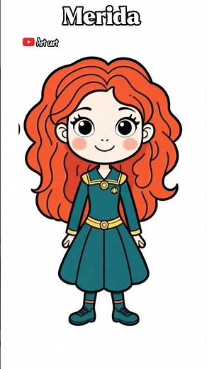 How to draw easy cute disney princess merida #shorts #drawing