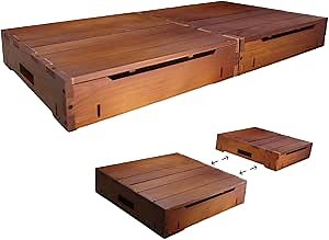 3 1/2"" Wooden One-Step Stool for Elderly and Kids - 31.48"" Heavy Duty Outdoor Indoor Stepping and Stair Assist Stools,Combined or Separate Step for Patio,Bed, Bath, Porch, Long, Brown