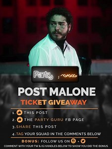 🚨🚨 CONTEST ALERT! 🚨🚨 Your day will be going Better Now that you have a chance to win two FREE tickets to see Post Malone!! He's returning to The Pepsi Center for his Runaway Tour on March 12th. Enter below to win! Winner selected March 10th. Good Luck! | Party Guru Productions