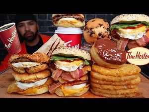 (ASMR NO TALKING) Authentic Canadian Breakfast. Tim Hortons Mukbang 🇨🇦