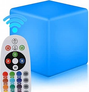 Magshion 12 Inch LED Light Cube Chair Square Glow Chair 16 RGB Color Changing Light Up Seat Outdoor Rechargeable & Waterproof Decorative Mood Lamp