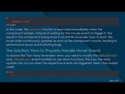 Understanding the onMouseEnter and onMouseLeave Error in React: Fixing Too Many Re-renders