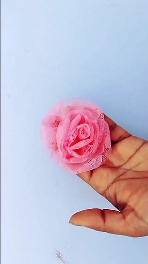 Cloth Flower Making Easy | Beautiful Net Fabric Flower | Fabric Rose