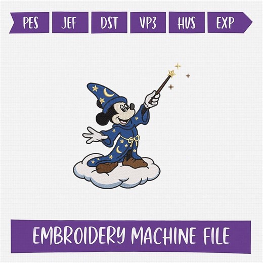 Wizard Mouse Embroidery Design | Magic Cartoon Character | Fantasy Embroidery | Machine Embroidery File | Kids Shirt | Instant Download - Etsy