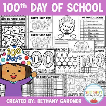 100th Day of School Worksheets and Activities No Prep Printables