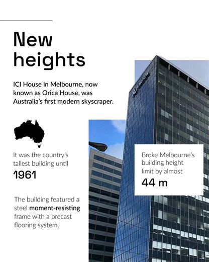 For many decades, new buildings in Sydney were higher than those in Melbourne. Then along came ICI House, just to the east of the city’s Hoddle grid. The structure broke Melbourne’s existing height limit by almost 44 m, and heralded a new wave of modern skyscraper construction. Now known as Orica House, the building is a noteworthy example of Australian heritage engineering. https://brnw.ch/21wZS1p | Engineers Australia