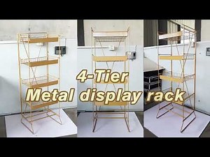4 Tier Metal Display Rack | Durable Retail Shelving for Stores & Supermarkets