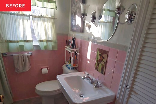 A 1950s Bathroom Makeover Helps Pink Tile Look Timeless