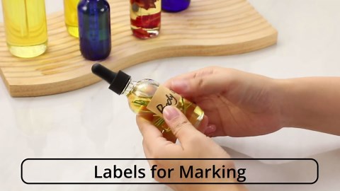 AOZITA 4 Pcs, 1 oz Golden Cap Clear Dropper Bottles (30ml) with 1 Funnel & 4 Labels - Glass Tincture Bottles with Eye Droppers - Leakproof Essential Oil Bottles for Health, Personal Care & Beauty