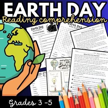 Earth Day Reading Fluency Passage: Nonfiction Comprehension Writing Prompts 3-5