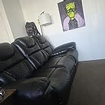 Oversized Manual Motion Recliner Sectional Sofa Couch 3 Seaters Multifunctional Recliner Sofa W/LED Strip, USB Ports, Power Sockets, Drop-down Cup Holders for Home Theater Living Room Furniture Sets