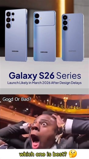 Smart Pick on Instagram: "Samsung Galaxy S26 Series 😳🔥 | New Design Coming in 2026! The Samsung Galaxy S26 Series is coming in 2026 after some design delays! 📱✨ This video shows the latest leak of the S26, S26+, and S26 Ultra with a new clean and modern design. 🔥 Samsung is planning major changes in camera style, build quality, and display. 👀 Are you excited for the S26 Series? 🤔💬 If you enjoyed the video, show some love by liking, commenting, and sharing it with your fellow tech lovers!