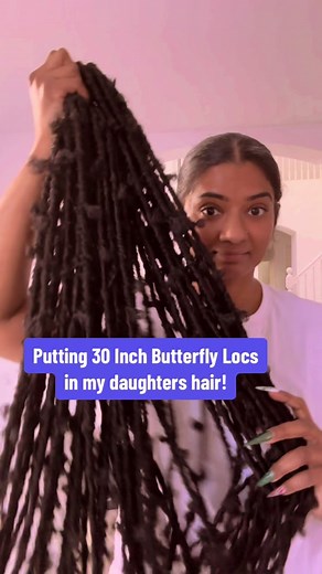 30 inch Butterfly locs! 😱 I’ve been getting the hang of protective styles on my girls hair. Not bad for my 3rd time ever doing locs. Was intimidated at first but it turned out great. #fyp #fypシ #momof9 #butterflylocs #locs #protectivestyles #biracialkids #indianmom #hairtutorial