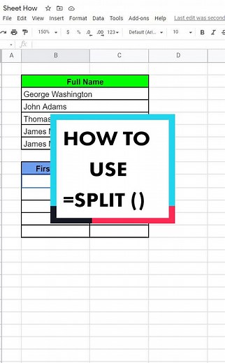 How to use the SPLIT () function #googlesheets #howto #spreadsheet #sheets