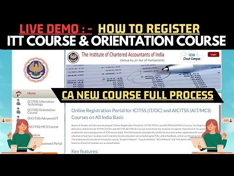 ICAI ICITSS Registration Process | How To Register ICAI ITT Course | How to Register ICAI OC Course