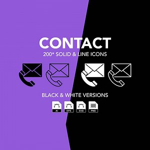 Contact Icons Bundle: Outline and Solid, Black and White (ai, Eps, Png, Svg) - Etsy