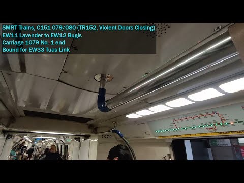 [Violent Doors Closing] SMRT Trains - Joyride on KHI C151 079/080 from EW11 Lavender → EW12 Bugis