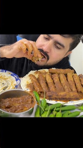 ASMR Eating Spicy Chicken Kabab curry with Basmati rice #mukbang #eatingshow #asmreating #shorts