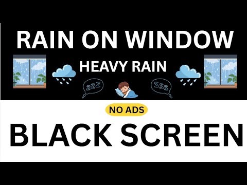 Rain Sound On Window OPEN Heavy Rain For Sleep, Study & Relaxation BLACK SCREEN
