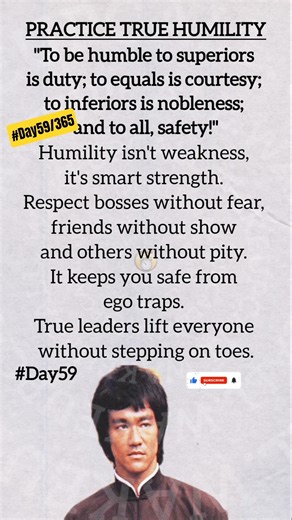 "Day 59/365: PracticeTrue Humility" | Daily Lessons for 2026 Success |Bruce Lee Quotes | #shorts