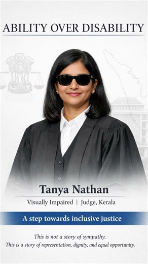 Tanya Nathan, a visually impaired individual, serving as a judge in Kerala.#InclusiveIndia, #justice