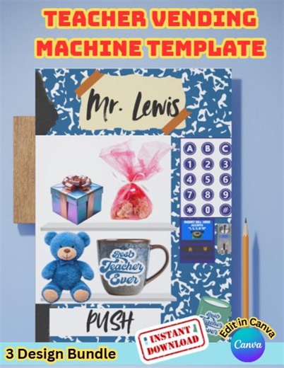 Teacher Vending Machine Template, Editable Canva DIY Gift for Teachers, Valentine’s Day - Etsy Canada