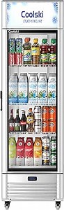 Coolski Commercial Glass Door Merchandiser Refrigerator, 6.5 cu ft Display Beverage Drink Fridge with LED Light Adjustable Shelves Lock Key for Home School Office, ETL Listed