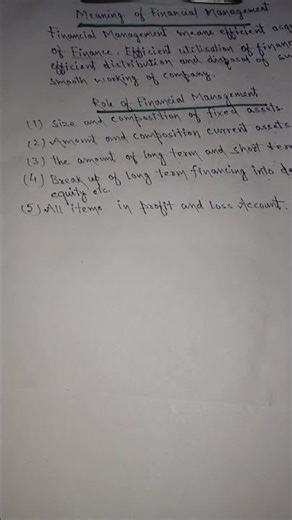 Meaning and Role of Financial Management, Class -XII Com.